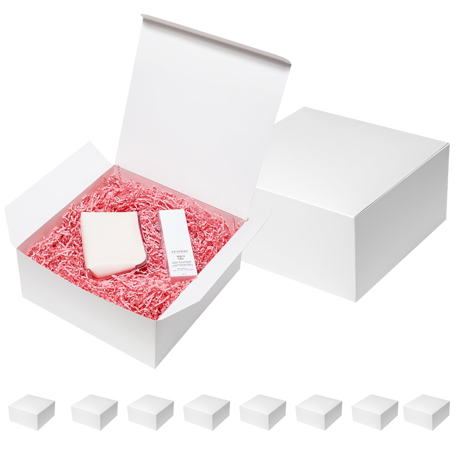 Mcfleet 12x12x5 Inches Large Gift Boxes with Lids 10 Pack Bridesmaid Proposal Boxes White Extra Deep Gift Box for Presents, Craft Boxes for Wedding, Graduation, Holiday, Christmas, Birthday Gift