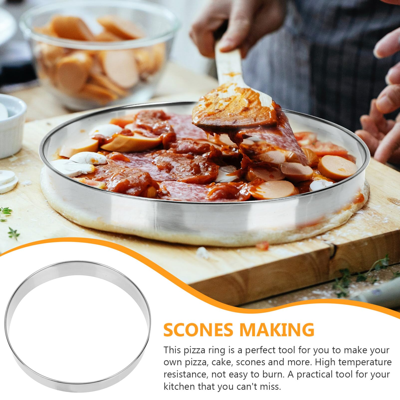 HANABASS Biscuit Cutter Metal Cookie Cutters 10inch Stainless Steel Muffin Rings, Pizza Ring, Round Egg Pancake Rings, Kitchen Baking Tools for Biscuits Donuts Making Cake Cutter Pastry Cutter