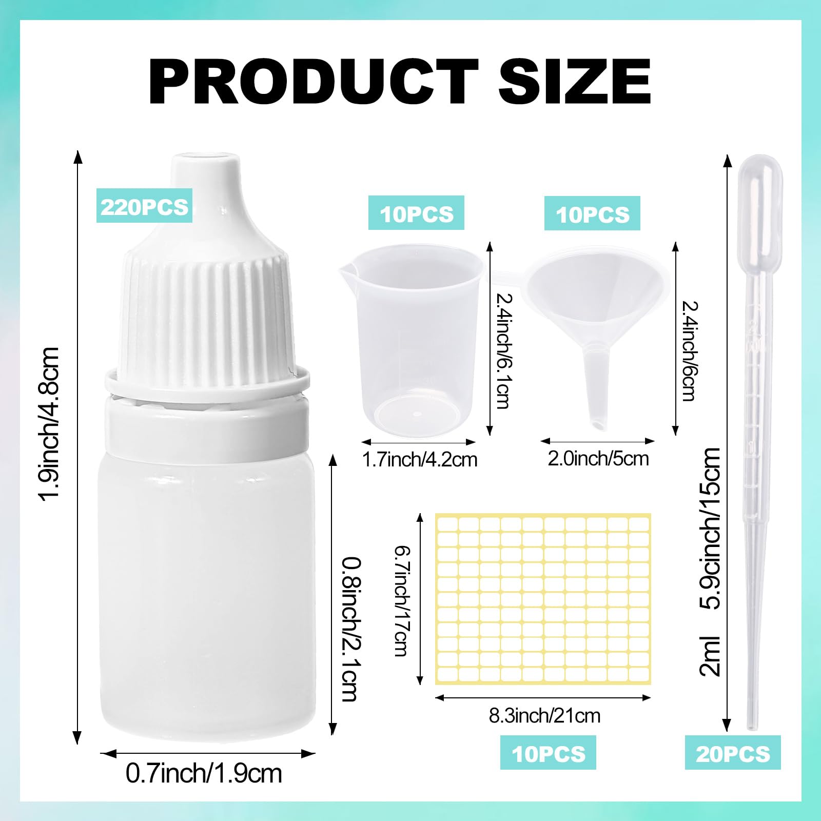Olutacot 220 Pcs Dropper Bottles Eye Dropper Bottle Bulk Small Plastic Liquid Container Portable Squeezable Eye Liquid Dropper with Caps and Plug for Oil Eye Liquid Storage (5ml)