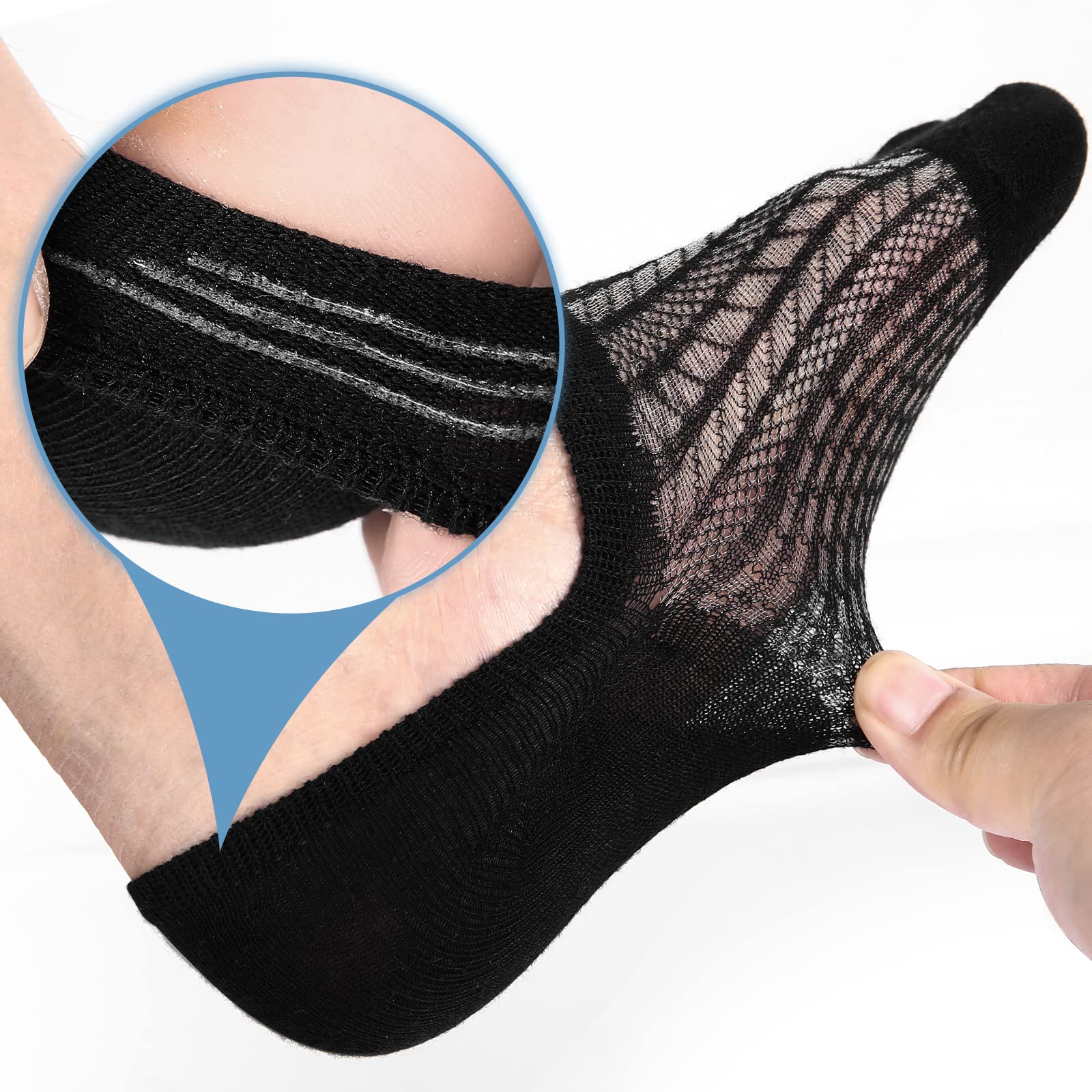 FEERUUNES MEN'S Hollow breathable socks No Show Cotten Socks --10 Pair Pack (black+coffee)