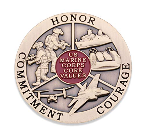 Marine Corps Core Values Challenge Coin - USMC Challenge Coin - Amazing US Marines Military Coin - Designed by Marines for Marines & Veterans!