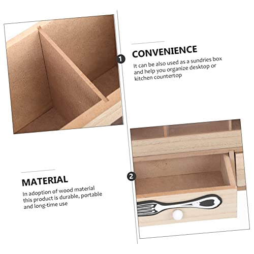 HANABASS Box Coffee Storage Box Flatware Storage Box Desktop Decor Woodsy Decor Utensil Rack Kitchen Gadgets Organizer Utensil Drying Rack Coffee Case Cutlery Box Wood Storage Box Supplies