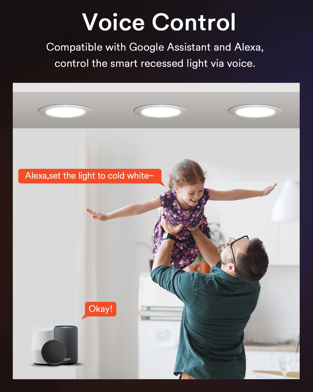 Lumary Smart Recessed Lighting 6 inch 13W 1100LM Ultra-Thin LED Recessed Lights with Junction Box Work with Alexa/Google Assistant(6 Inch-2PACK)