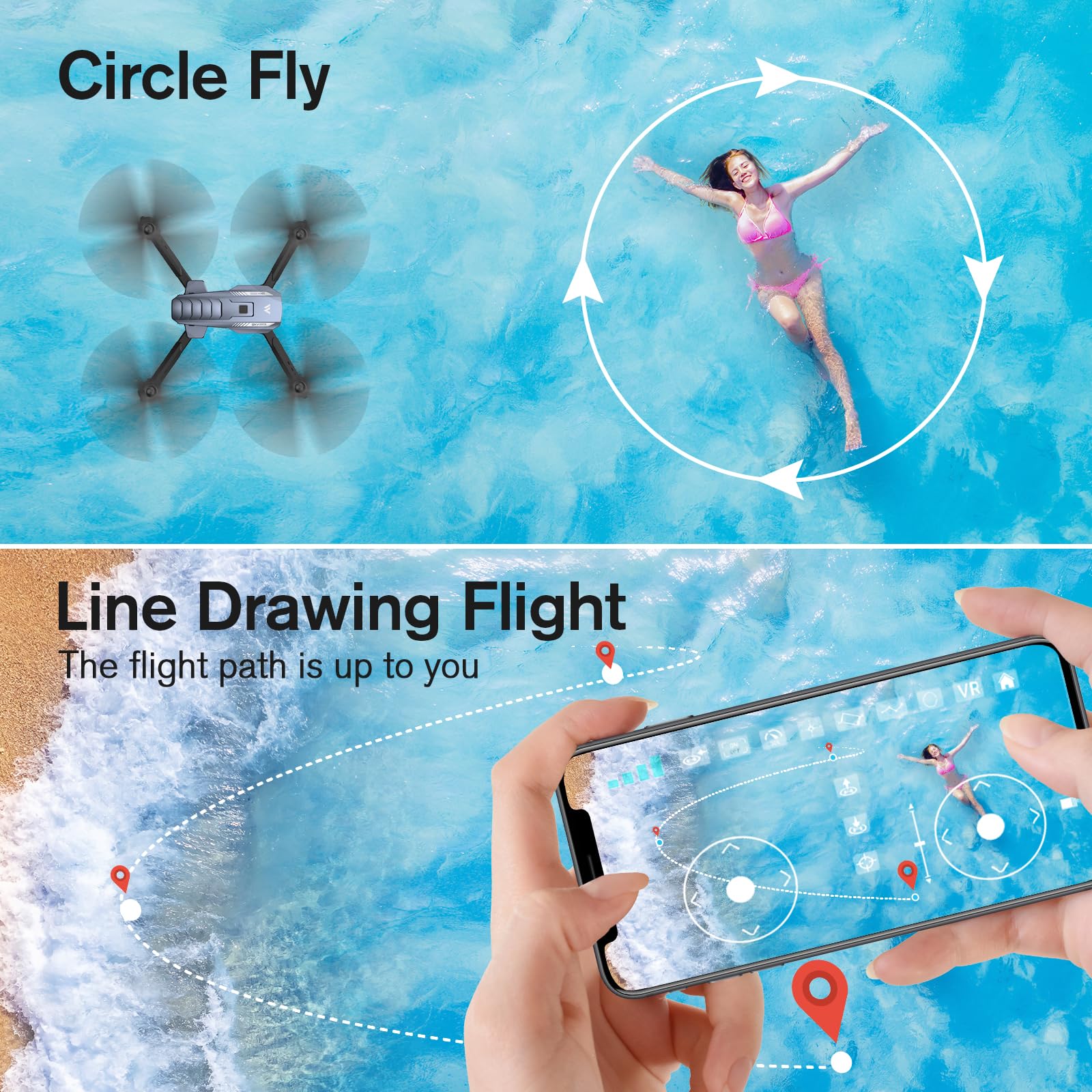DROCON Drone with Camera for Adults ,1080P HD Adjustable WIFI FPV Drone for Kids Beginners,RC Mini Drone Toys Gifts with Altitude Hold,360°Flip ,Headless,Gestures Selfie,3 Speed Mode, 2 Batteries with Carrying Bag