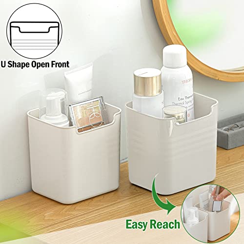 Poeland Desktop Storage Organizer Small, Plastic Storage Container for Desk, Cabinet, Drawer, Fridge, Office, Bathroom and Kitchen (3 Pack)