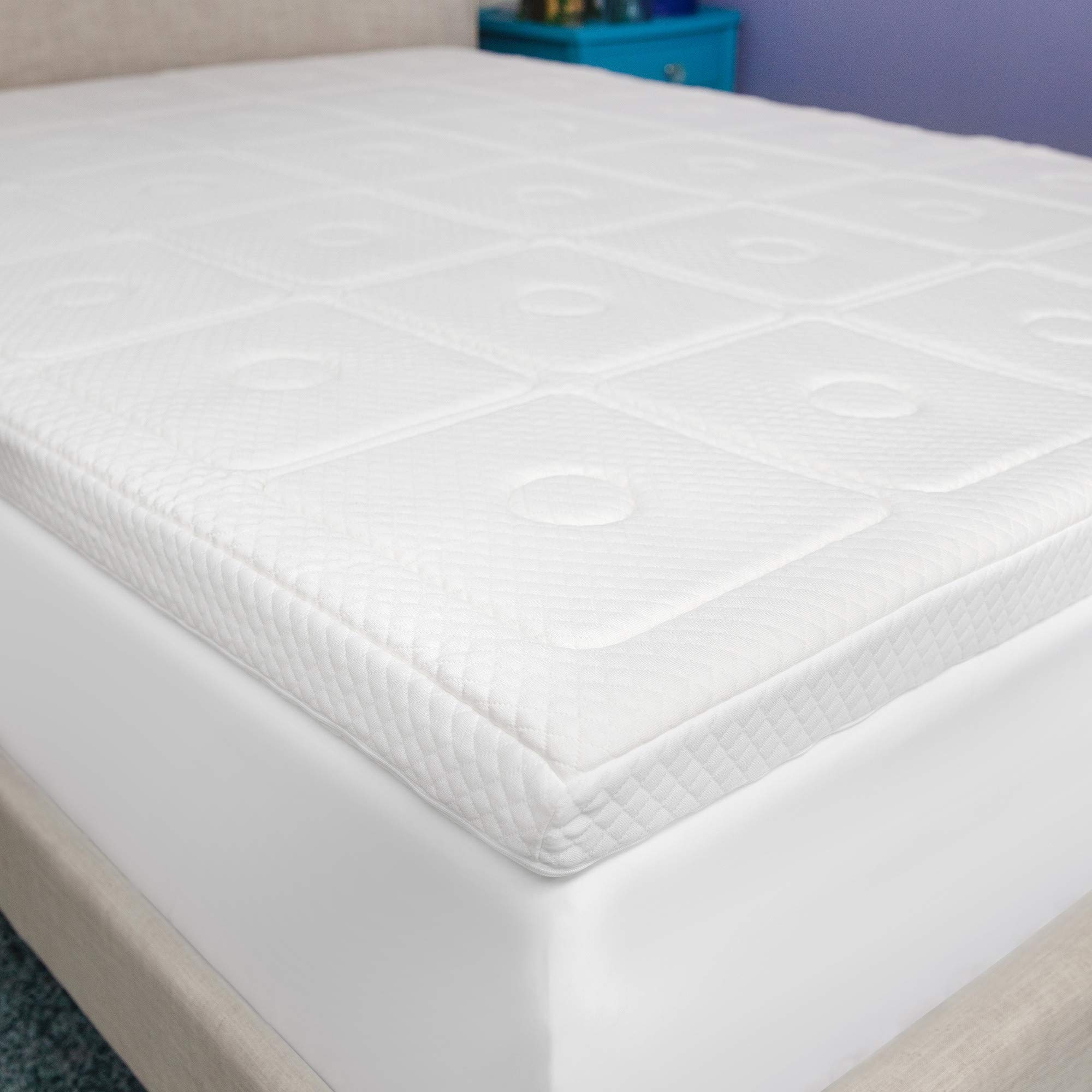 SensorPEDIC Luxury Extraordinaire 3-Inch Quilted Memory Foam Mattress Topper, Twin Size, White