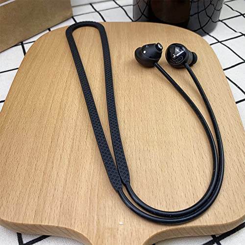 Strap Ear Tips Kit for Galaxy Buds Pro SM-R190, Anti-Lost Soft Silicone Lanyard Neck Rope Cord Leash Replacement Gel Eartips Skin Accessories Compatible with Samsung Galaxy Buds Pro - Black