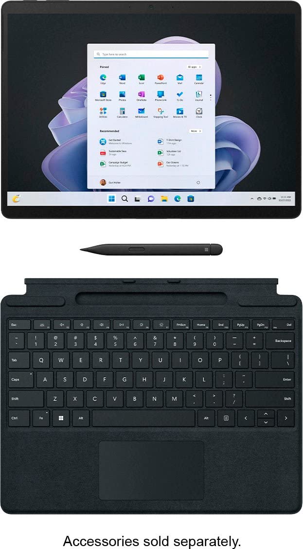 Microsoft Surface Pro 9, 13" Touchscreen 2-in-1 Tablet, 12th Gen Intel Core i5-1235U, Intel Iris Xe Graphics, 8GB DDR5 RAM, 512GB SSD, Windows 11h, Graphite, Device Only, with Stylus Pen
