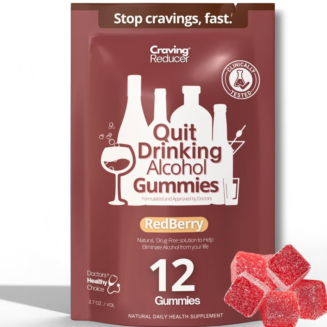 Drop The Craving Quit Drinking Alcohol Aid | 100% Drug-Free, Natural, Works Fast, Support Gummies to Help Less Cravings, Suppress Triggers, Before, During & After Quitting, 12 Pack