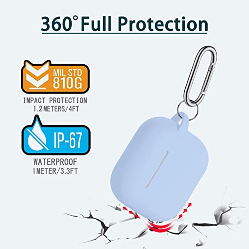 MHYALUDO AirPods 3 Case Cover, Soft Silicone Protective Case Skin for Airpods 3rd Generation 2021 Charging Case with Keychain,Front LED Visible-Sky Blue