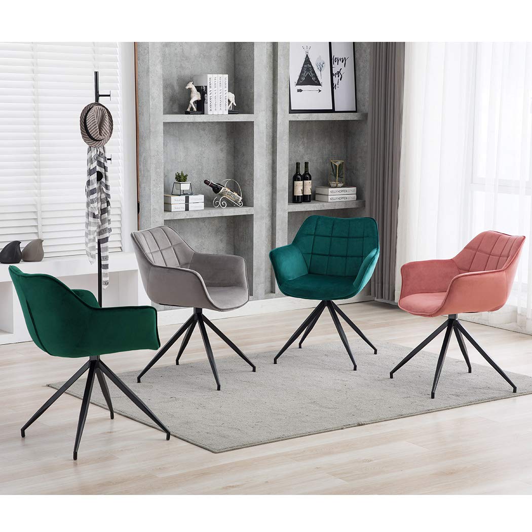 DUHOME Accent Chair Mid-Back Home Office Dining Chairs Modern Upholstered Armchair Atrovirens 1ps