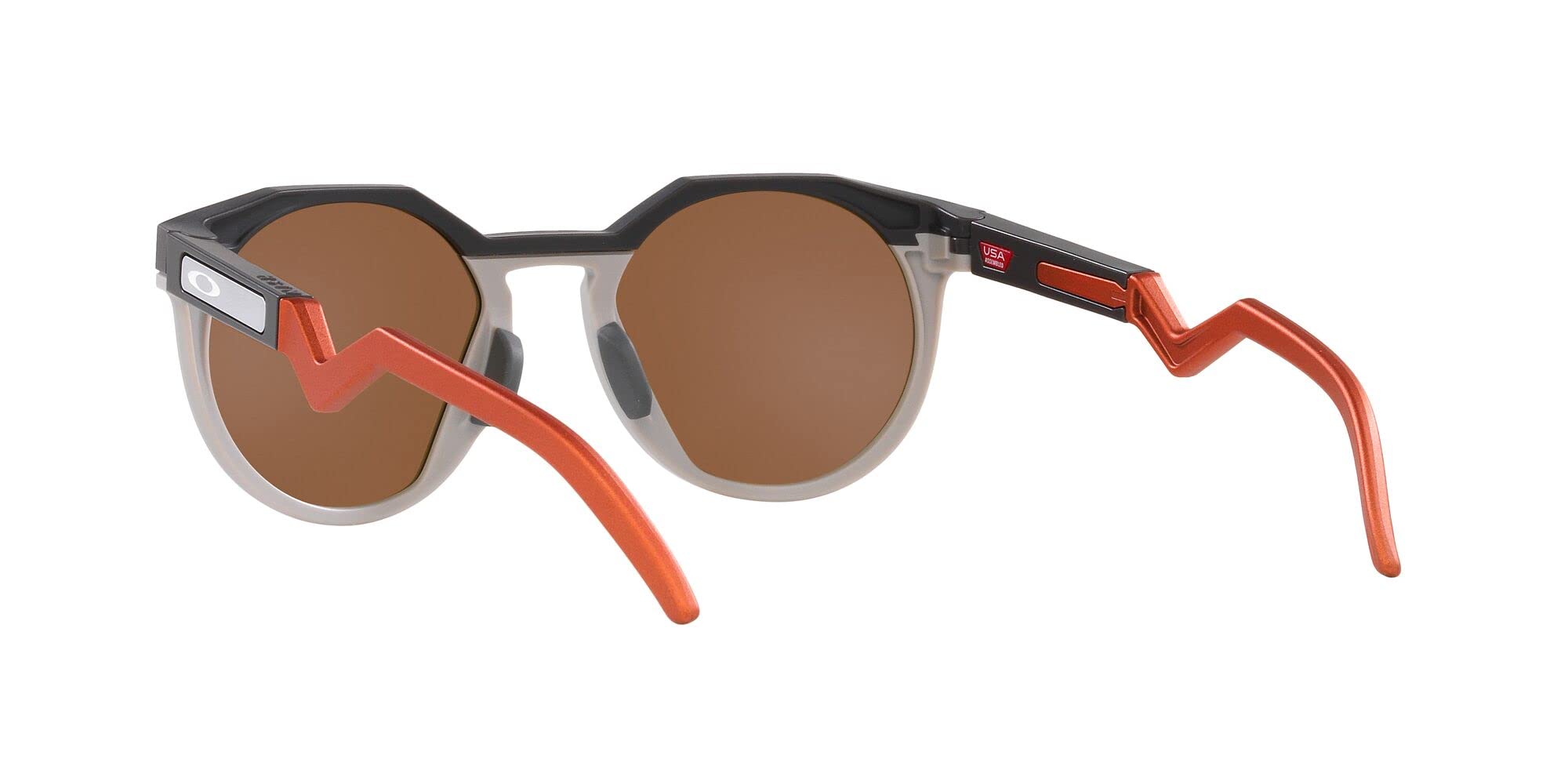 Oakley Men's OO9242A HSTN Low Bridge Fit Round Sunglasses, Matte Carbon/Prizm Tungsten, 52 mm