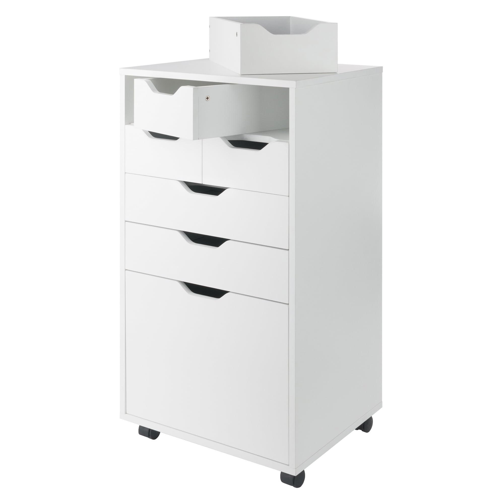 Winsome Halifax Bins & Drawers Multi-Storage Tall Mobile Cabinet, White