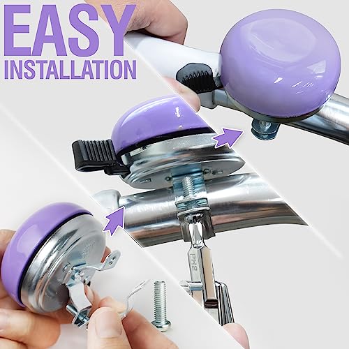 MARQUE Beach Cruiser Bike Bell β Classic Bicycle Bell Design for Adults and Kids with Traditional Ring Sound (Purple)