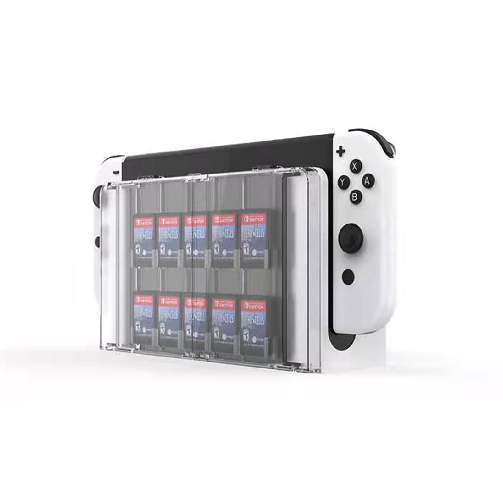 ECHZOVE Premium Game Card Case for Switch OLED, Switch Card Case Cartridge Game Card Display Cabinet Box, Crystal Clear Game Cartridge Holder Fit Switch OLED Charging Station (10 Slots)