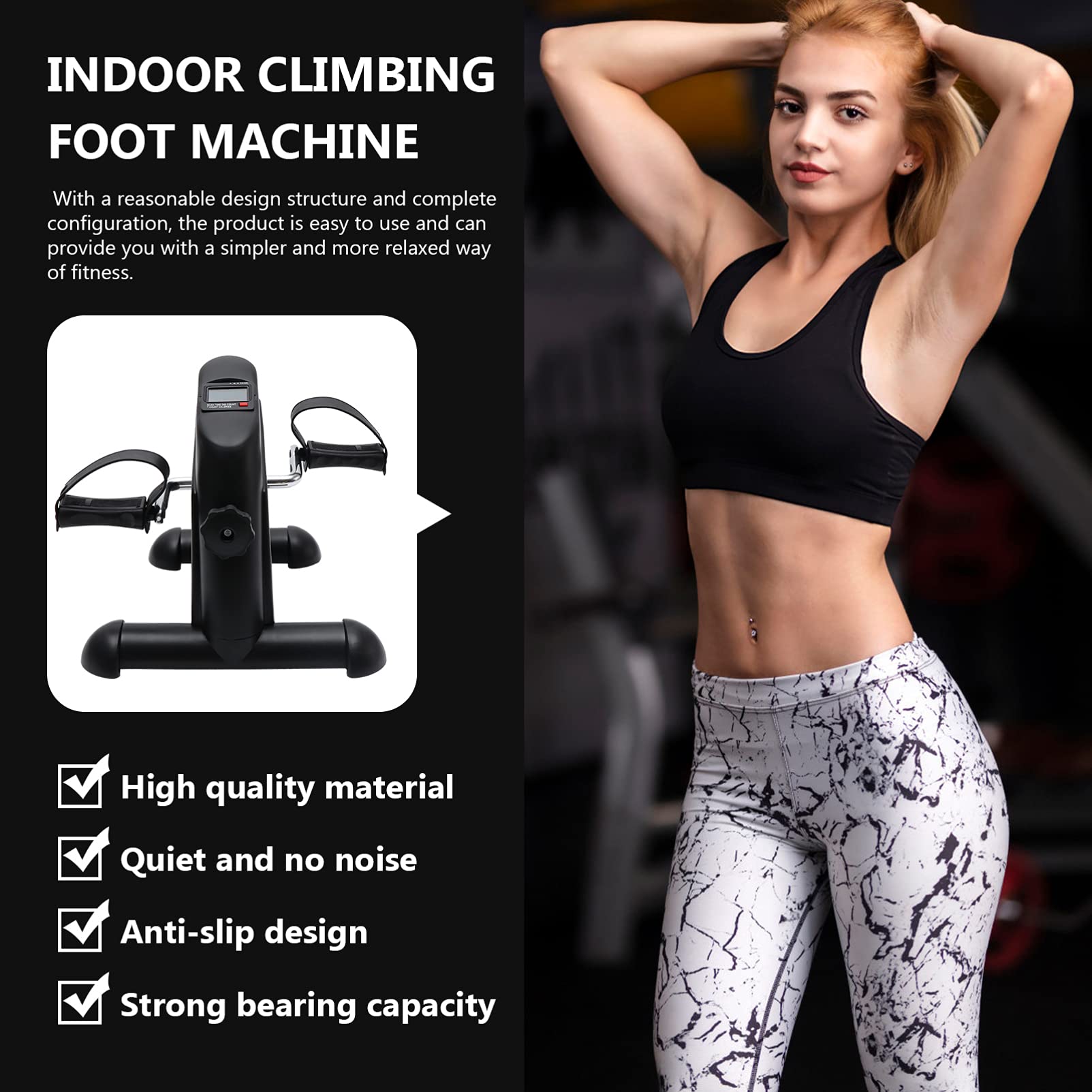 FARUTA Stepper for Exercise Stepper with Resistance Bands Aerobic Motor Household Adjustable Treadmill Pedal Black