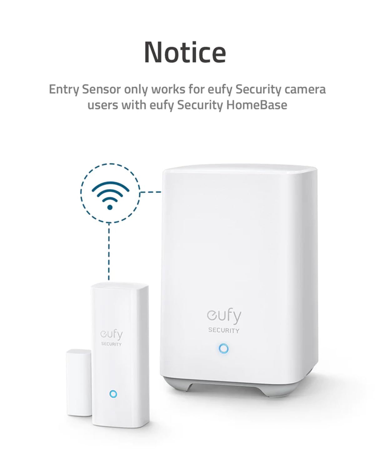 eufy Security Entry Sensor, Detects Opened and Closed Doors or Windows, Door Monitoring, Sends Alerts, Triggers Siren, 2-Year Battery Life, Indoor Use Only, Requires HomeBase, 24/7 Monitoring Optional