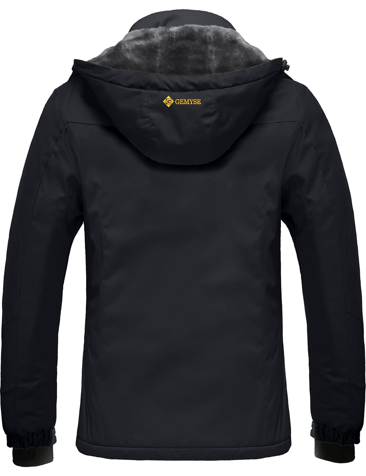GEMYSE Women's Mountain Waterproof Ski Jacket Windproof Snow Coat With Hood (Black-J,X-Large)