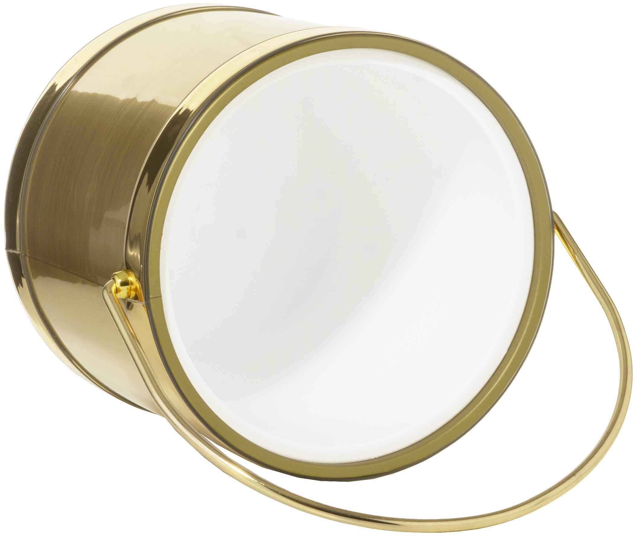 Hand Made In USA Brushed Gold Double Walled 3-Quart Insulated Ice Bucket With Ice Tongs (Metallic Deco Collection)