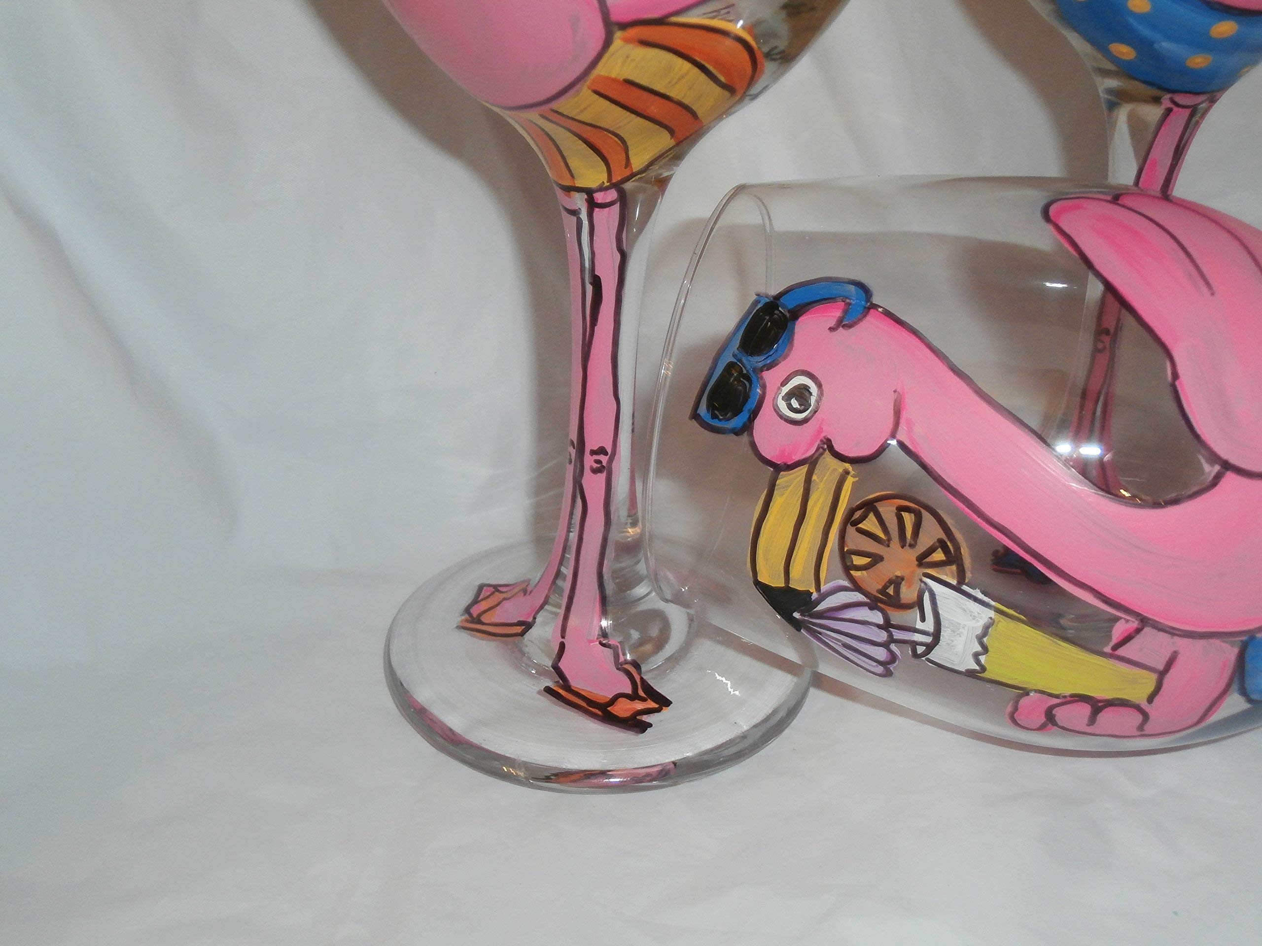 Hand painted beach Flamingos. Set of 4. 2 male and 2 female.