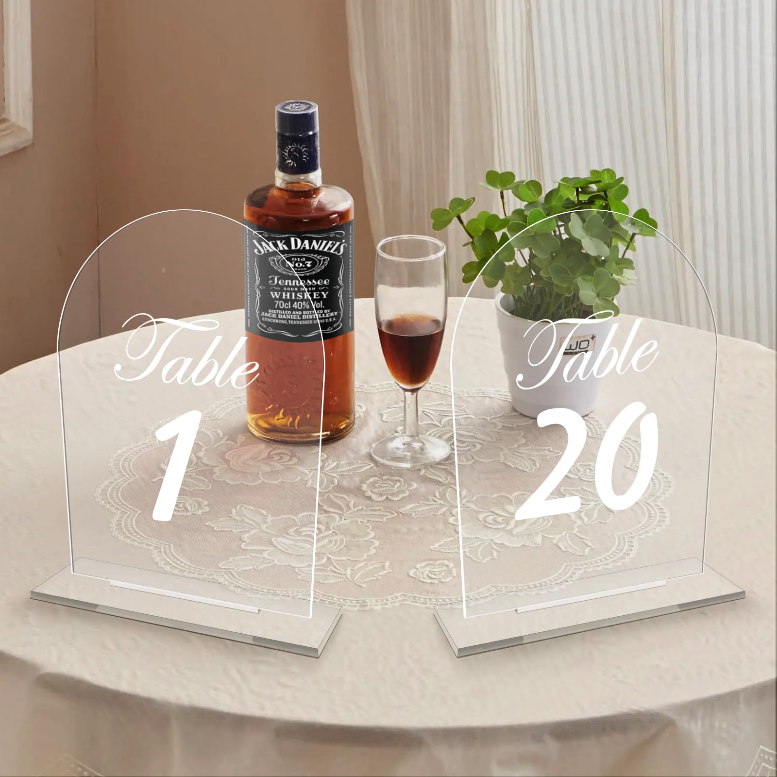 OUTNEE Wedding Table Numbers 1-20 - 5x7 Clear Acrylic Table Numbers for Wedding Reception, Arch Table Number Signs with Holders Stands for Party Centerpiece Event Restaurant Seating Chart
