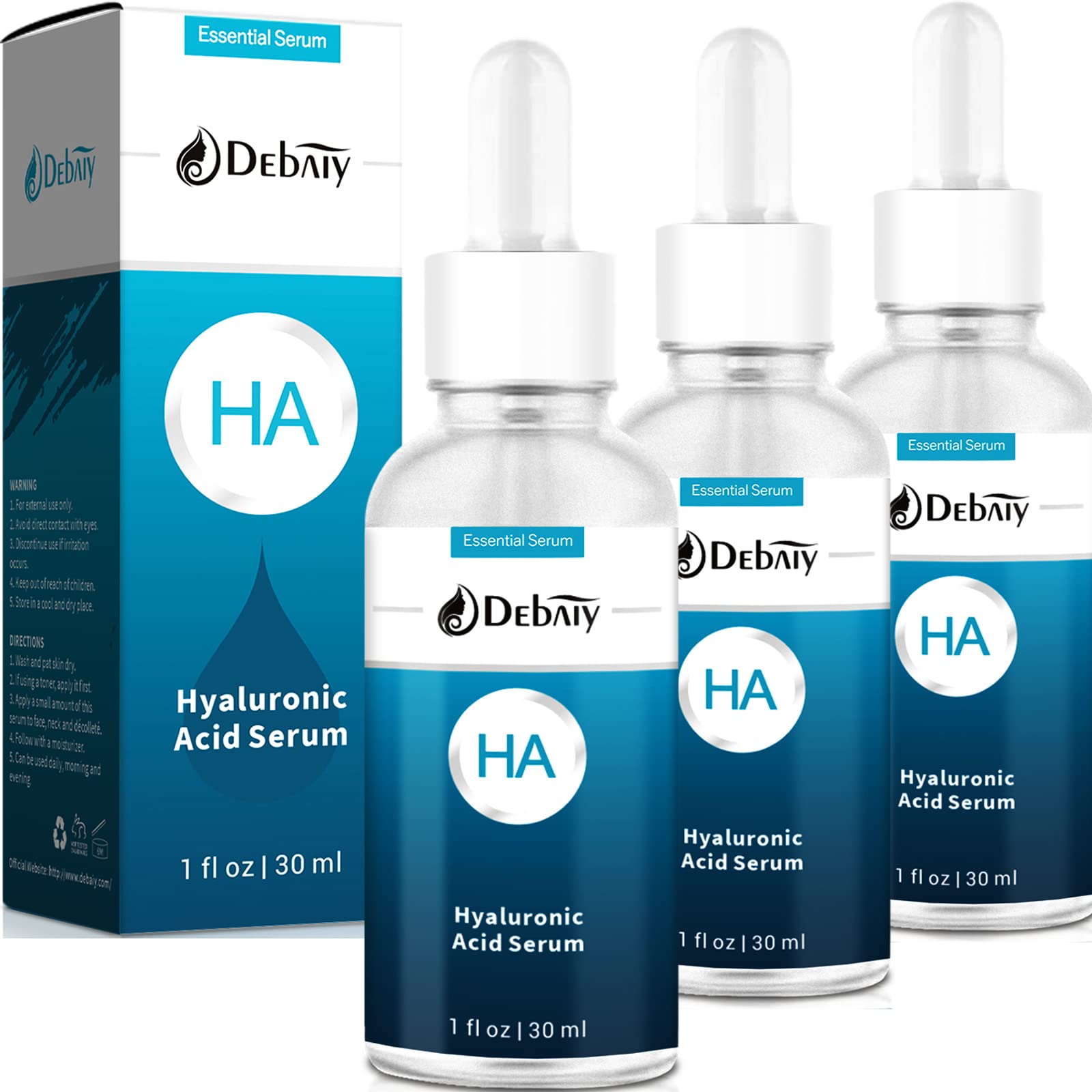 Hyaluronic Acid Serum for Face Moisturizer Anti-Aging Serums (3Pack 1Fl Oz/30ml)