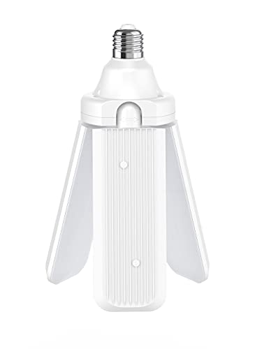 Feit Electric LED Garage Light, 3 Panel Adjustable Screw-in LED Shop Light Bulb, E26 Base, 4000 Lumens, Non-Dimmable, 5000k Daylight, Garage Ceiling Light, White, ADJ4000/5K/LED