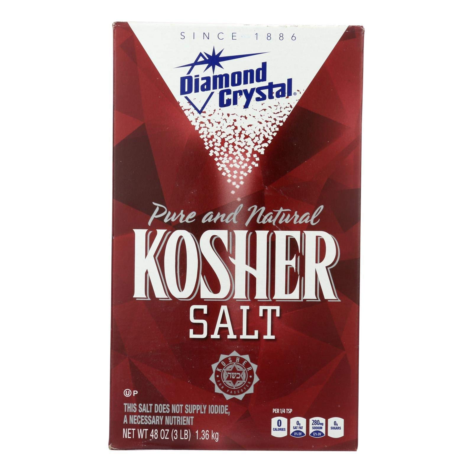 Diamond Crystal Kosher Salt, 3 Pound (Pack of 12)