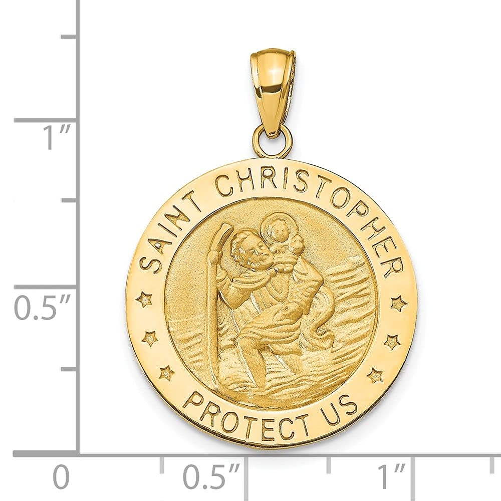 Diamond2Deal 14k Yellow Gold Saint Christopher Medal Pendant Fine Jewelry for Women