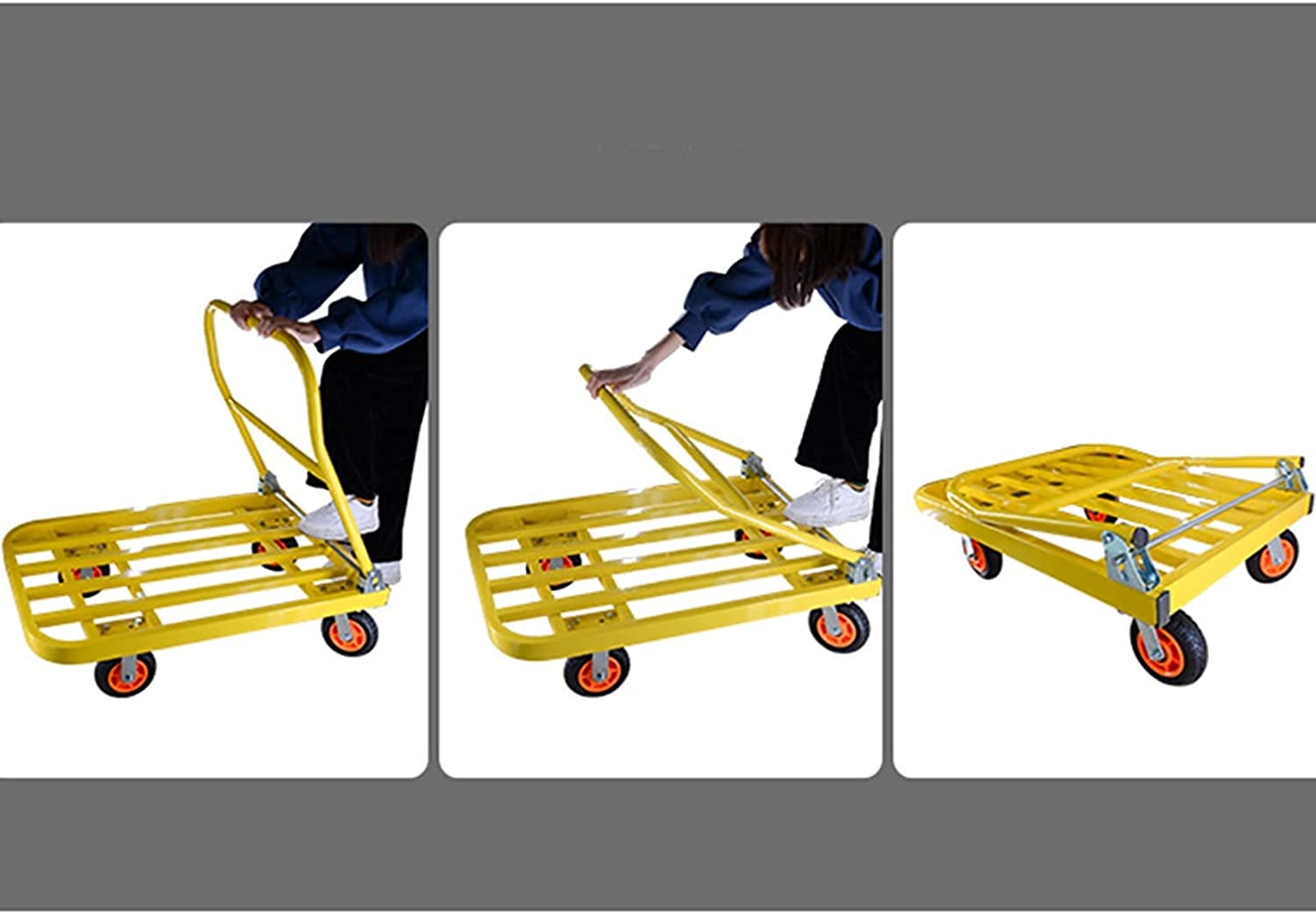 Generic Platform Hand Trucks Shopping Cart, Folding Cart with Wheels, Aluminum Alloy Trolley, Maximum Load Capacity 200Kg/440Lb