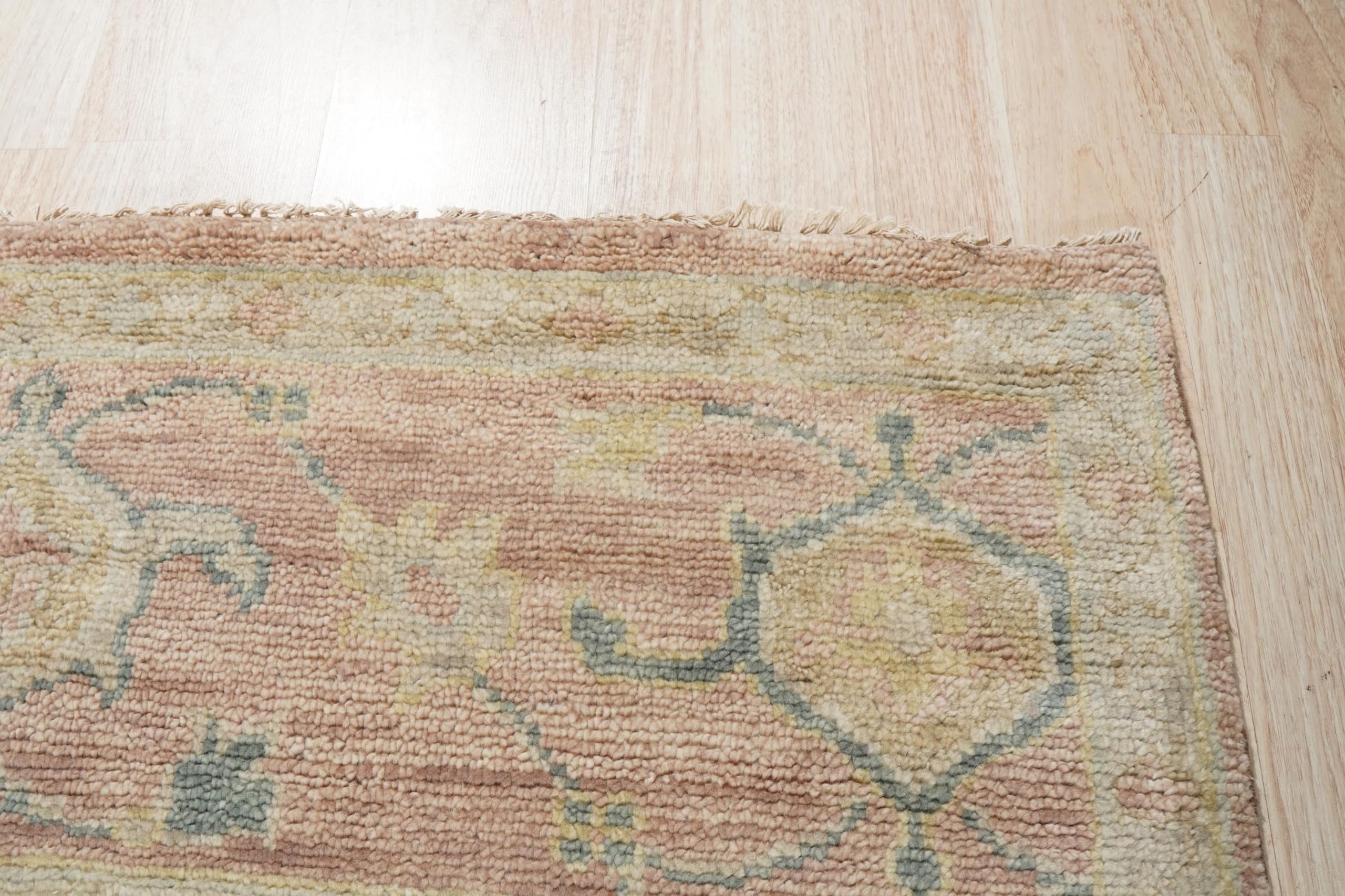 EORC A124PK9X12 Hand-Knotted Wool Oushak Rug, 9' x 12', Pink Area Rug