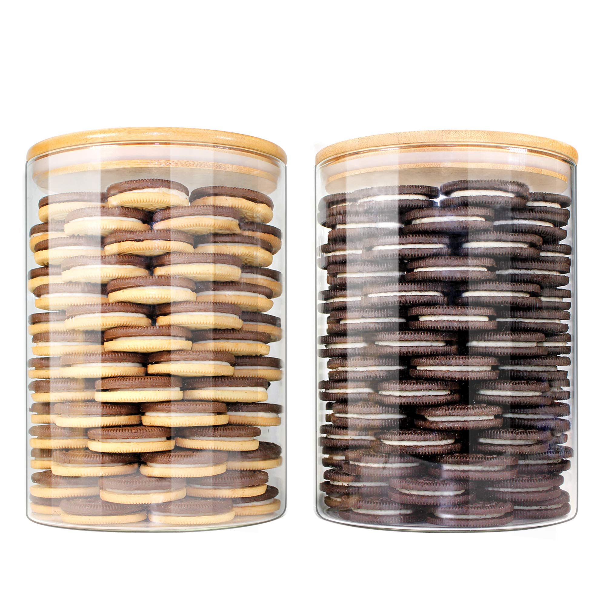 EcoEvo Glass Jars with Bamboo Lids, Glass Food Jars and Canisters Sets, Glass Flour Jar, Large Glass Canister with lids, Glass Flour Storage Container, Glass Pantry Jars, 100oz