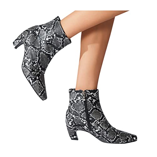 FASDNENDYS Ankle Boots Thick-Soled Boots Women's Boots Shoes Mid-Length Fashion Characteristic Plantar Tear Black