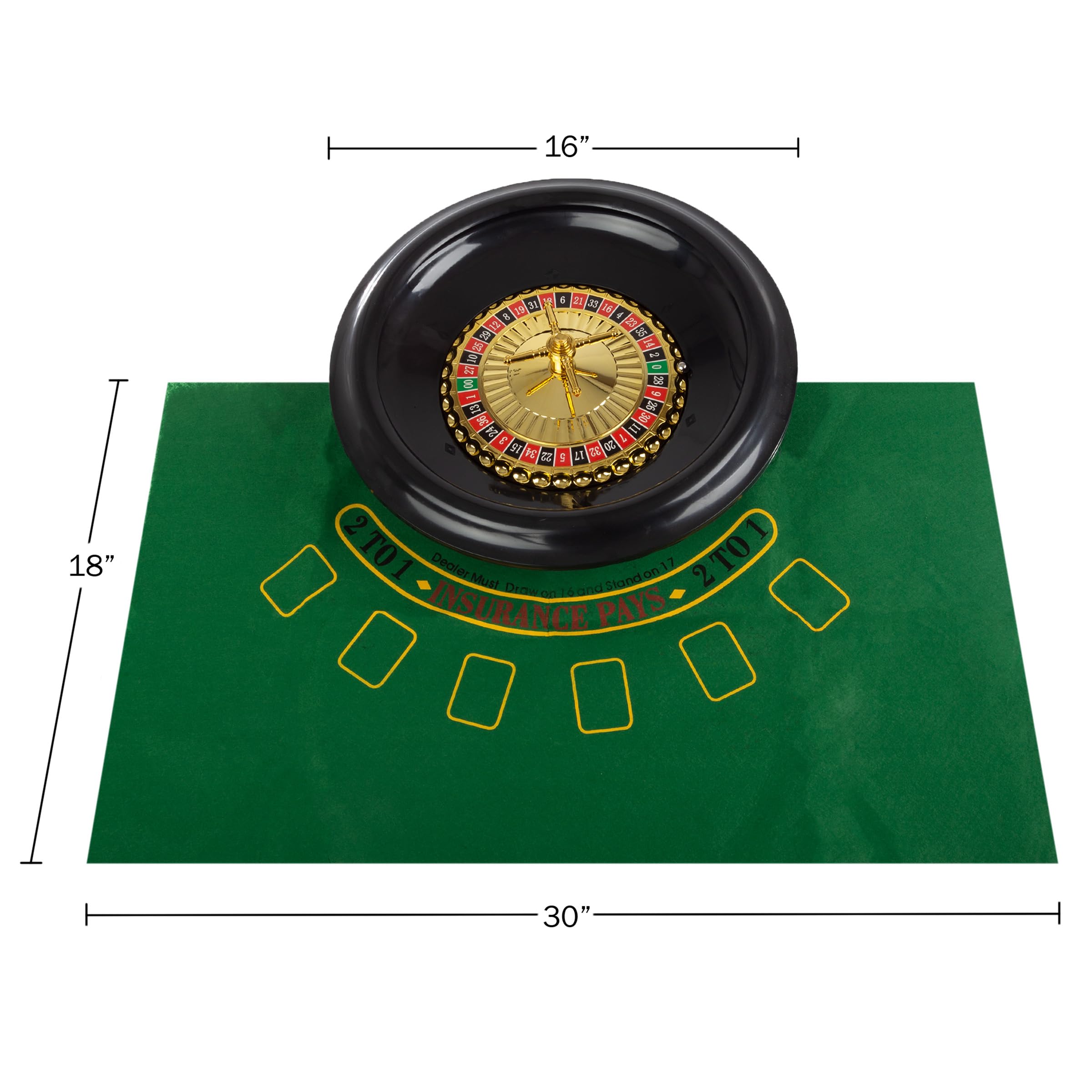 Trademark Poker Roulette Wheel Set β 16-Inch Gambling Wheel with Reversible Roulette and Black Jack Table Cotton, Chips, 2 Decks of Cards, and More