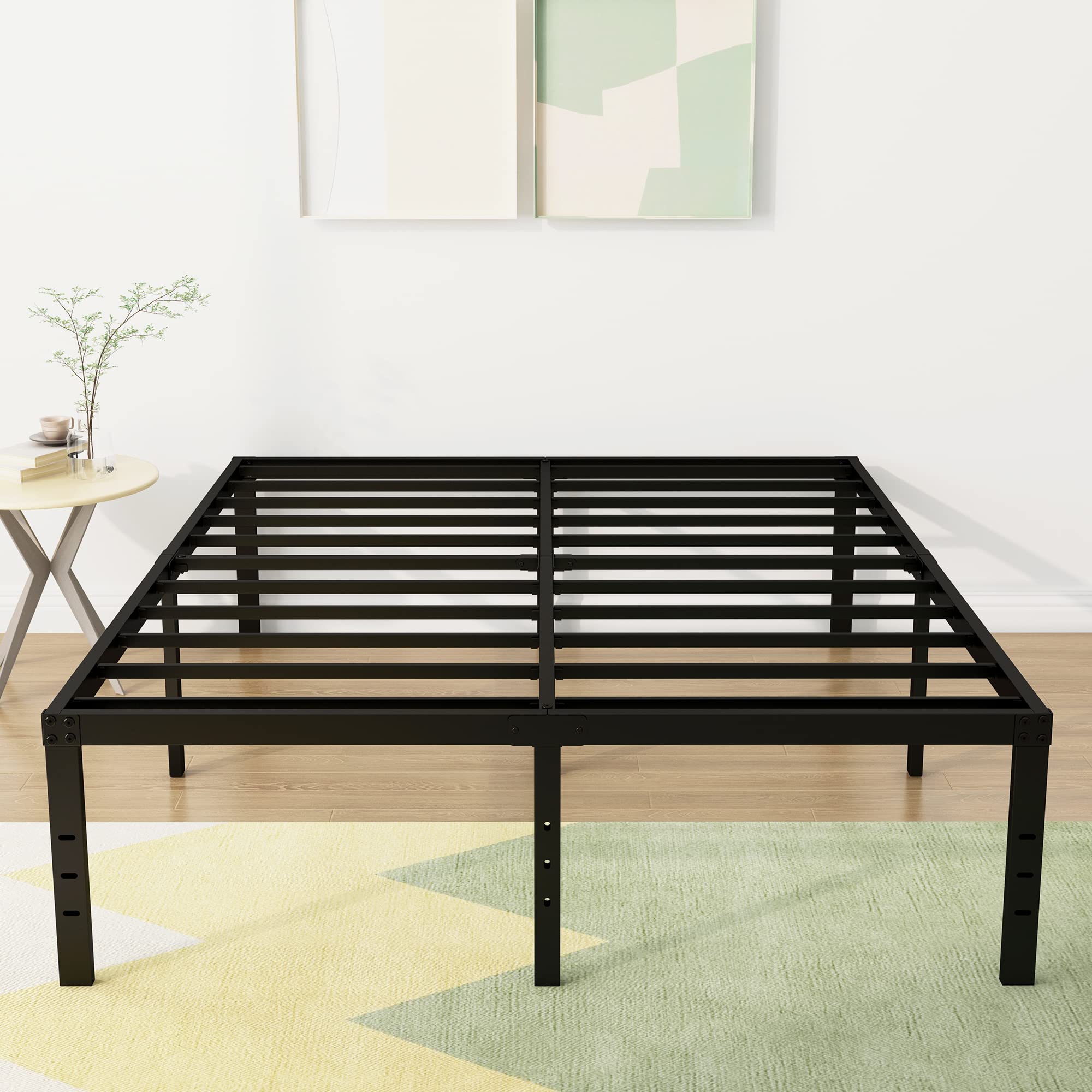 DiaOutro 16 Inch California King Bed Frames Heavy Duty Metal Platform No Box Spring Needed, Maximum Storage, Easy to Assembly, Noise Free, Black