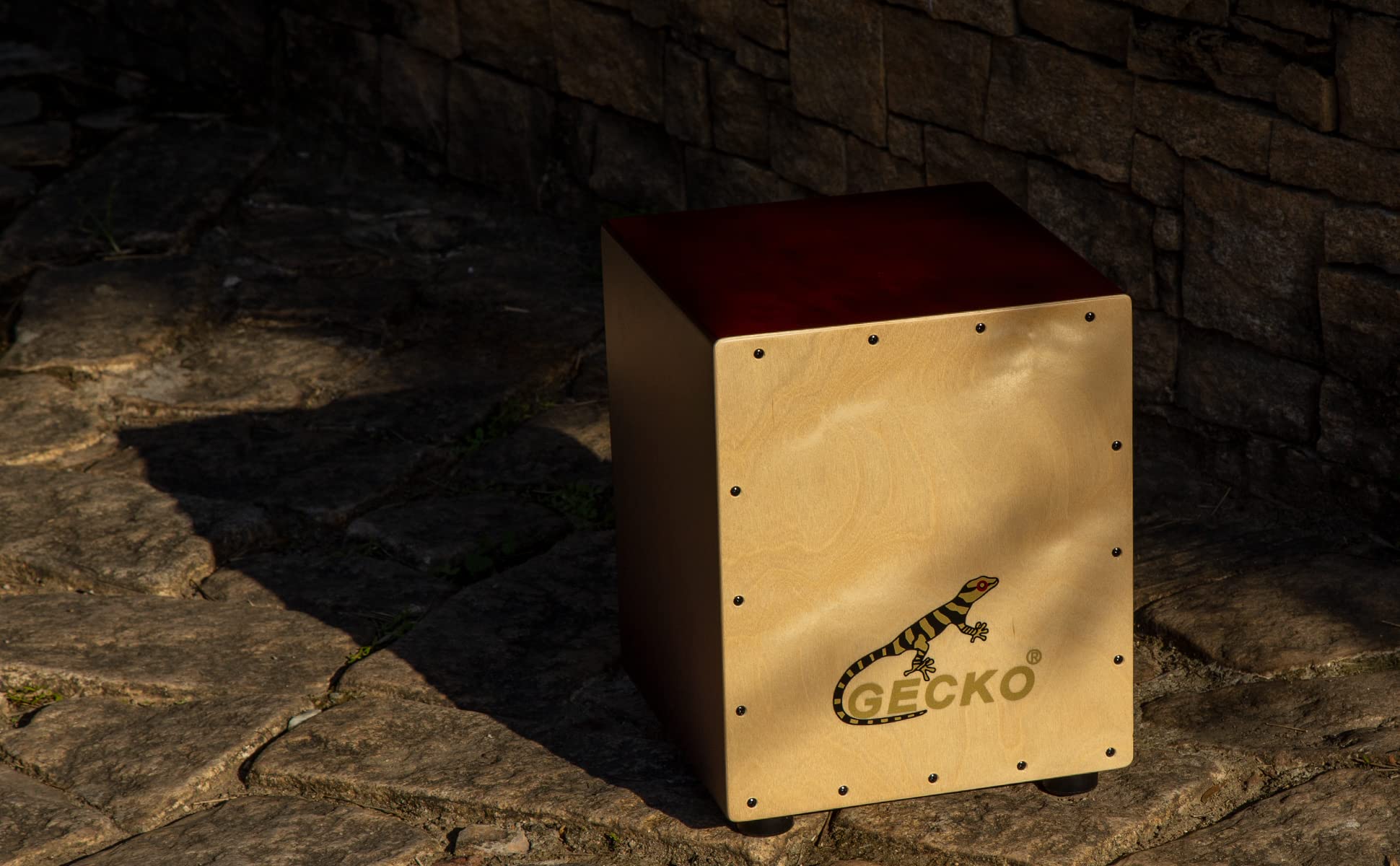 GECKO Cajon,Cajon Box Drum for Child Percussion Instrument Birch Wood with Internal Guitar Strings Compact Size Portable Cajon