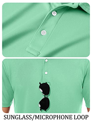 TACVASEN Men's Summer Polo Shirts Casual Lightweight Short Sleeve Collared T-Shirt Mint Green M