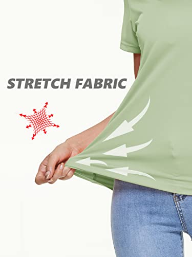 TACVASEN Women's Rash Guard UPF 50+ Hiking Running Outdoor Short Sleeve Summer Solid Workout Shirts, Light Green, M