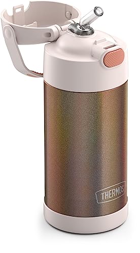 THERMOS FUNTAINER 12 Ounce Stainless Steel Vacuum Insulated Kids Straw Bottle, Rose Gold