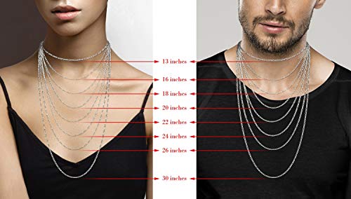 Miabella Solid 925 Sterling Silver Italian 2.3mm Diamond-Cut Figaro Link Chain Necklace for Women Men, Made in Italy (Length 20 Inches)
