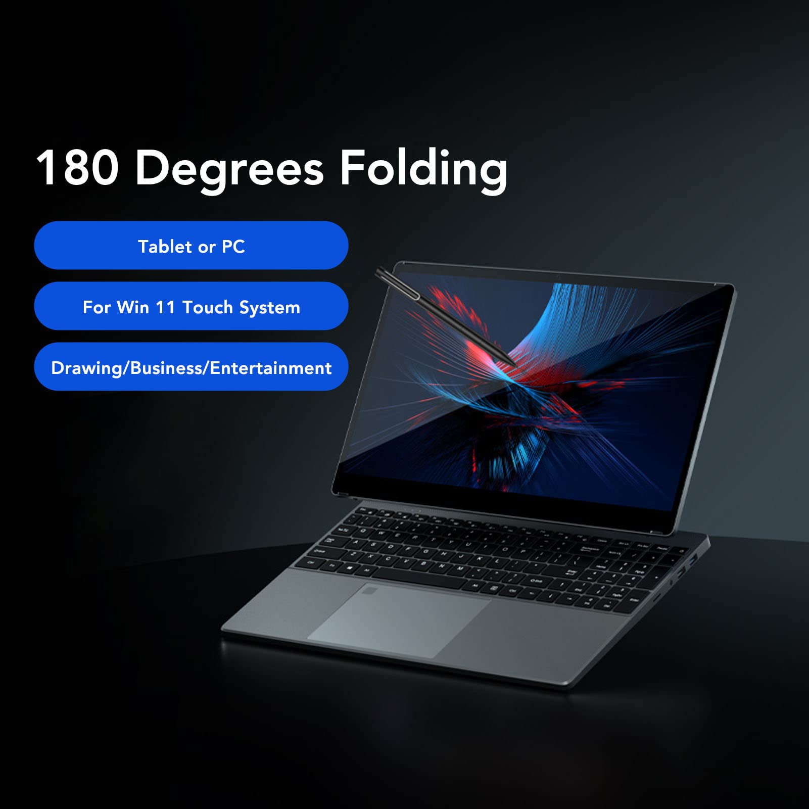 Gaming Laptop, Gravity Sensor RGB Backlit 15.6 Inch Touch Screen Business Laptop 4096 Pressure for Family (12GB+256GB US Plug)