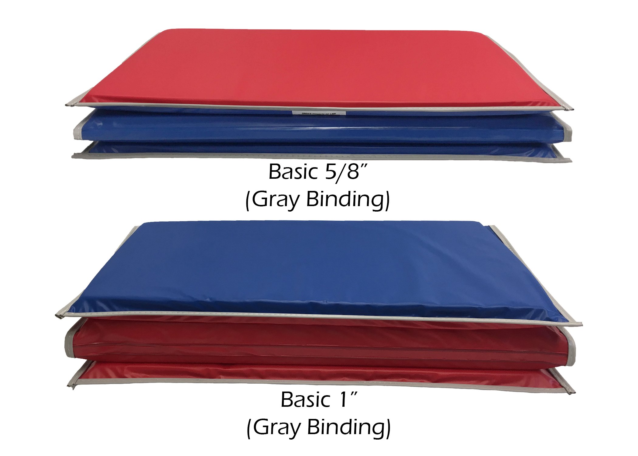 KinderMat, 5/8" Thick KinderMat, 4-Section Rest Mat, 45" x 19" x 5/8", Red/Blue with Grey Binding, Great for School, Daycare, Travel, and Home, Made in The USA