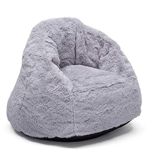 Delta Children Cozee Fluffy Chair, Toddler Size (for Kids Up to 6 Years Old), Grey
