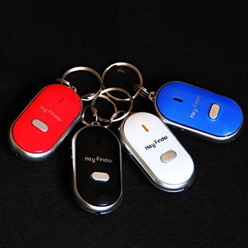LED Whistle Key Finder Flashing Beeping Sound Control Alarm Anti-Lost Keyfinder Locator Tracker with Keyring(White)