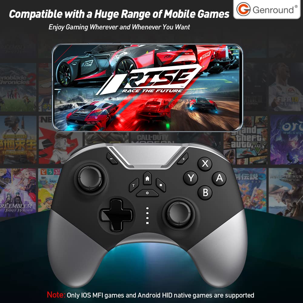 Genround Switch Pro Controller, Bluetooth Controller, Joypad Controller for Nintendo Switch, Wireless Controller Compatible with Switch Support Wake up, Auto-sleep and Vibration Functions