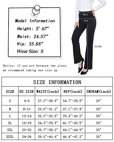 ZTN Womens Bootcut Dress Pants Regular Fit Tummy Control Pants Pull On Career Pants for Work Business Casual Navy 2XL
