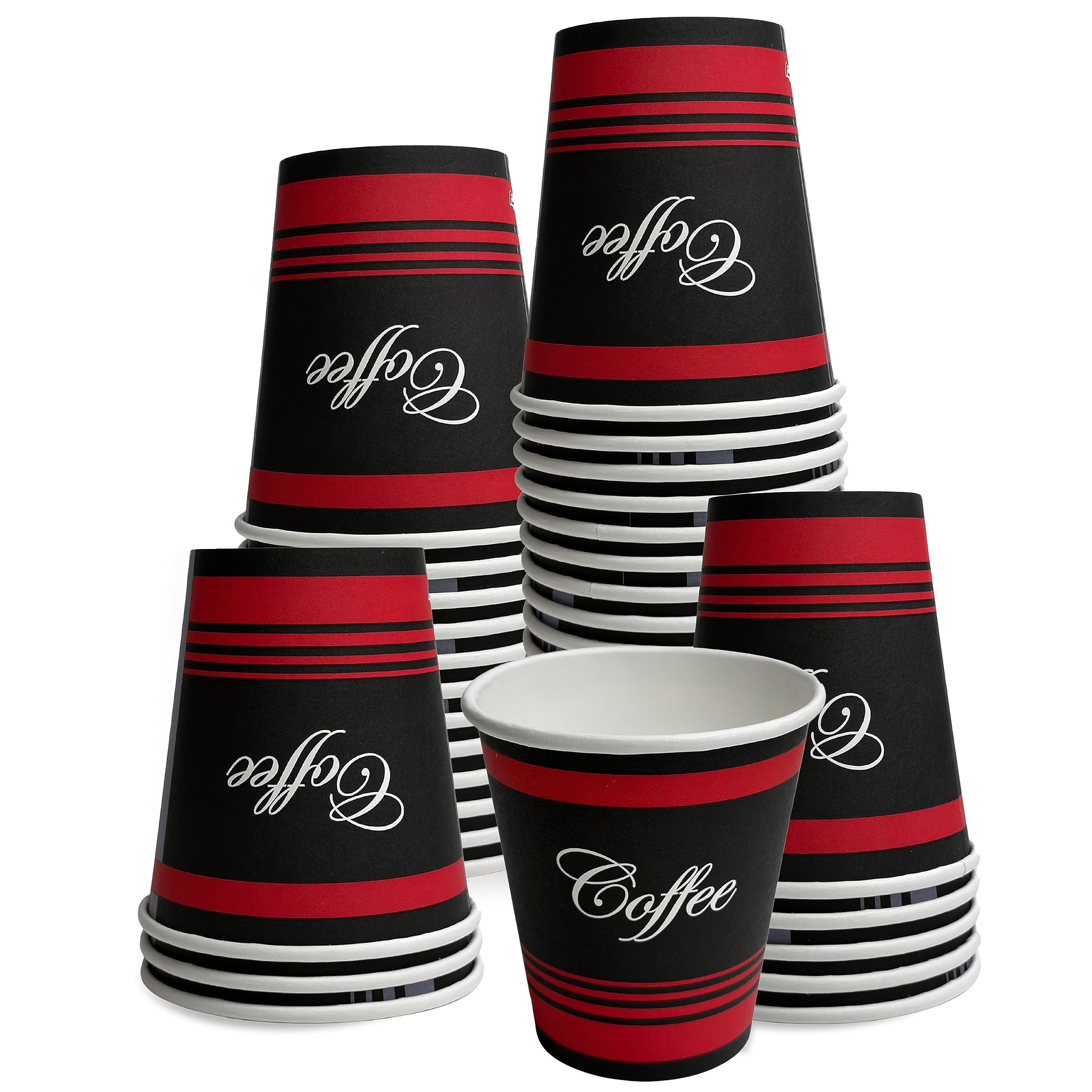 EcoQuality 10oz Classic Durable Disposable Paper Coffee Hot Cups For Hot/Cold Drink, Coffee, Tea, Cocoa, Travel, Office, Home, Cider, Hot Chocolate, To go (10 ounce - 50 Count Cups) (50)