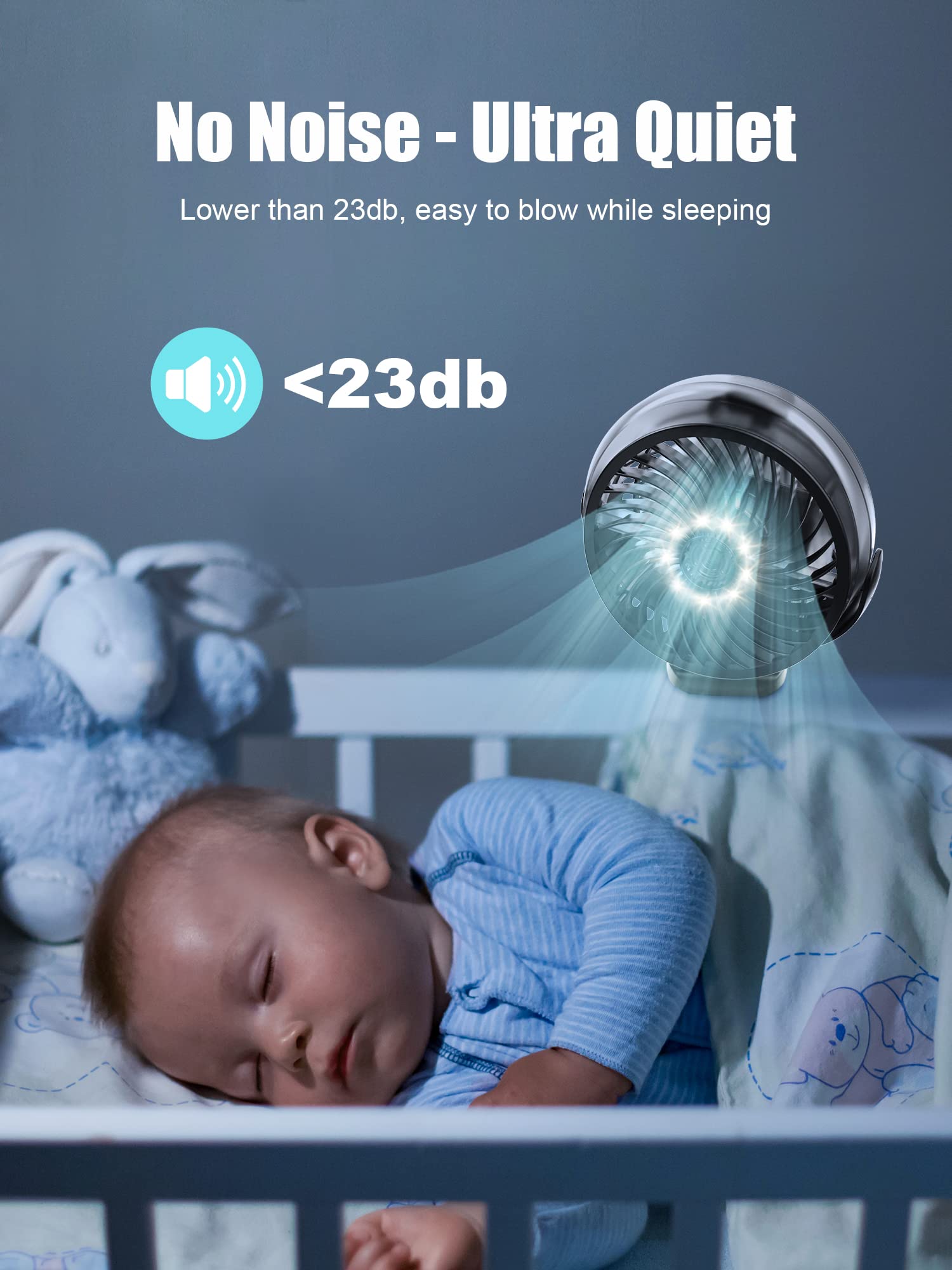 FRIZCOL Clip on Fan with Misting - 6000mAh Portable Fan with Light & Hook - Rechargeable Fan Battery Powered Up to 40 Hours Cooling & 2h Misting for Travel, Office, Desk