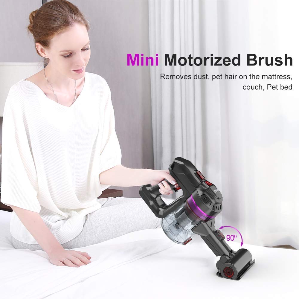 Dibea Cordless Stick Vacuum Cleaner Upgraded 24KPa Powerful Electric Brooms Lightweight 2 in 1 Handheld Vacuum for Home Hard Floor Carpet Pet E19Pro