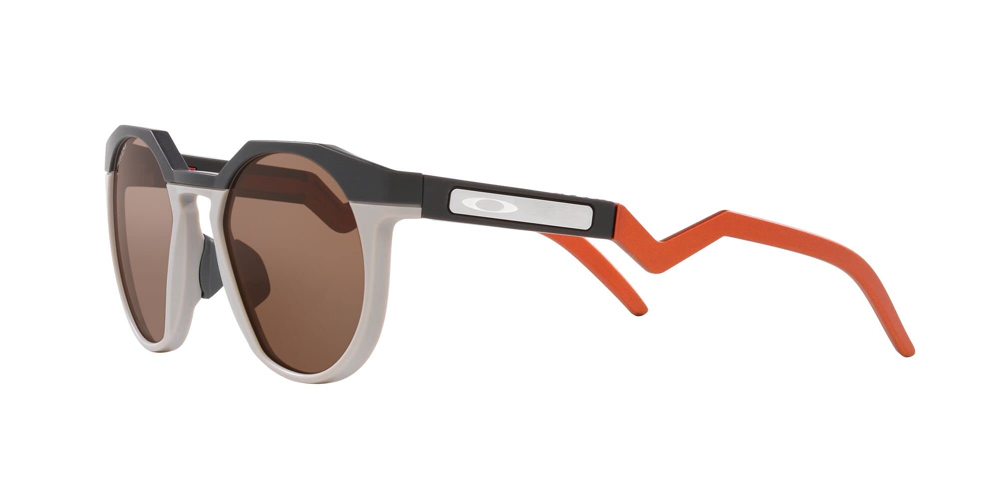 Oakley Men's OO9242A HSTN Low Bridge Fit Round Sunglasses, Matte Carbon/Prizm Tungsten, 52 mm